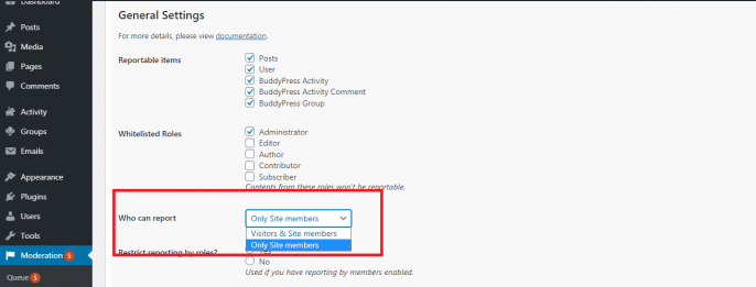 Limit who can report • BuddyDev Help Center